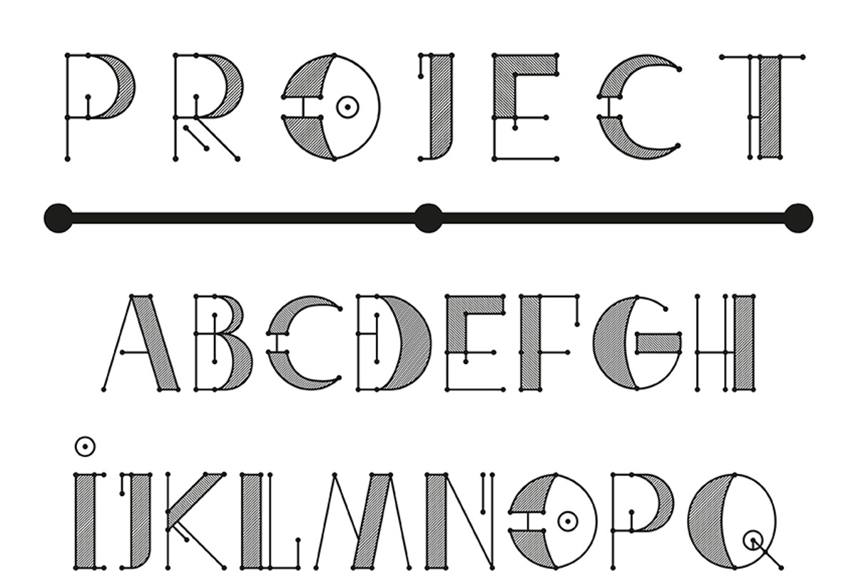 Engineer Technical Vector Font (B&W), a Handwritten Font by Watercolor ...