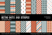 Retro Dots And Stripes Digital Paper, a Pattern Graphic by ZoollGraphics