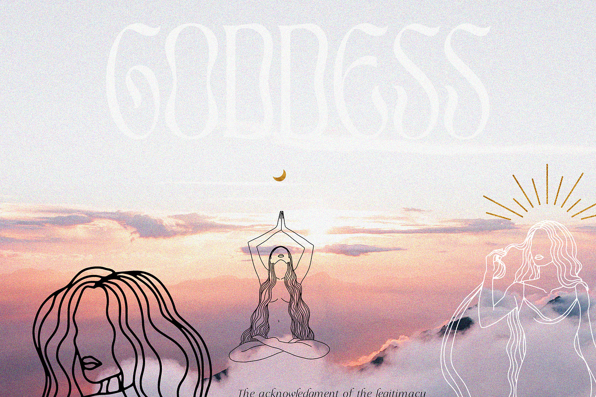 Goddess - line art celestial women