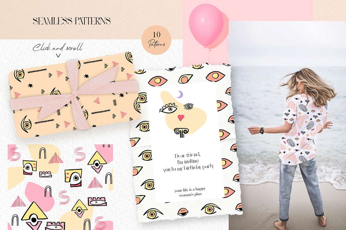 Kids abstract baby face, shapes, a Texture Illustration by AnnaTkachi ...