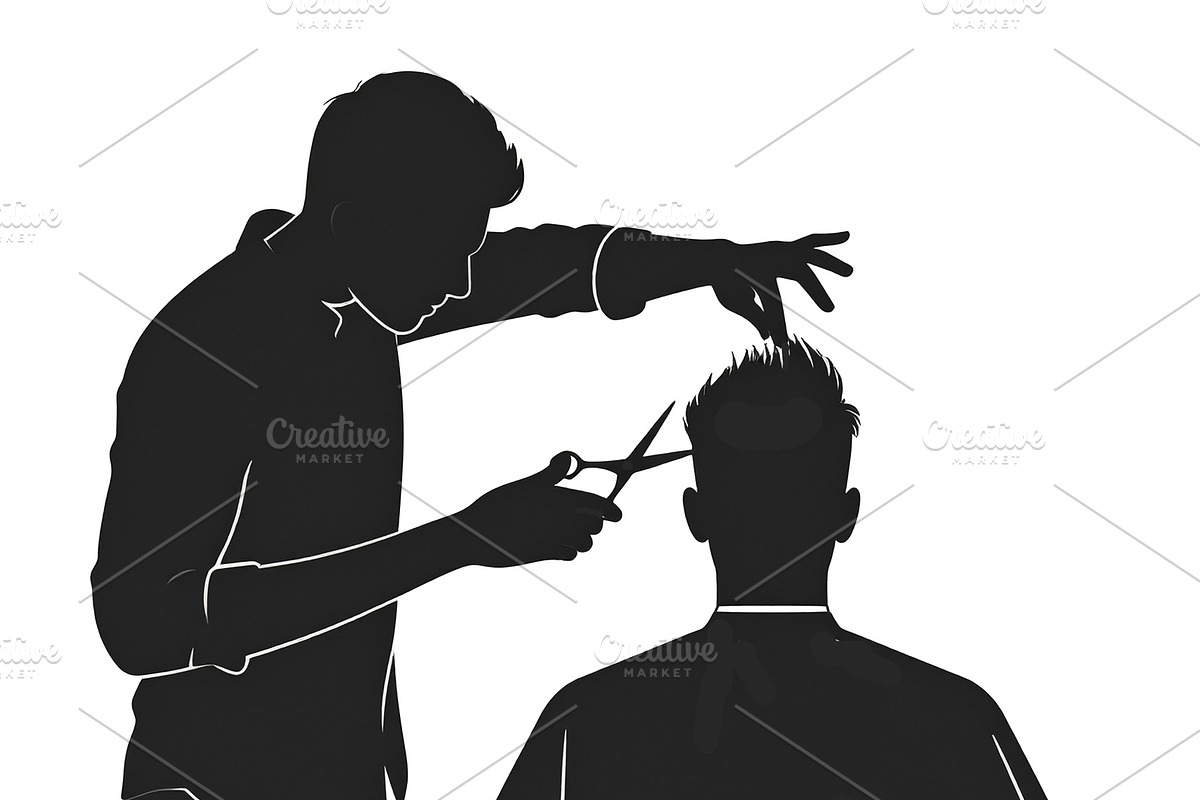 Stylist and client silhouette isolated graphic illustration, a Person ...