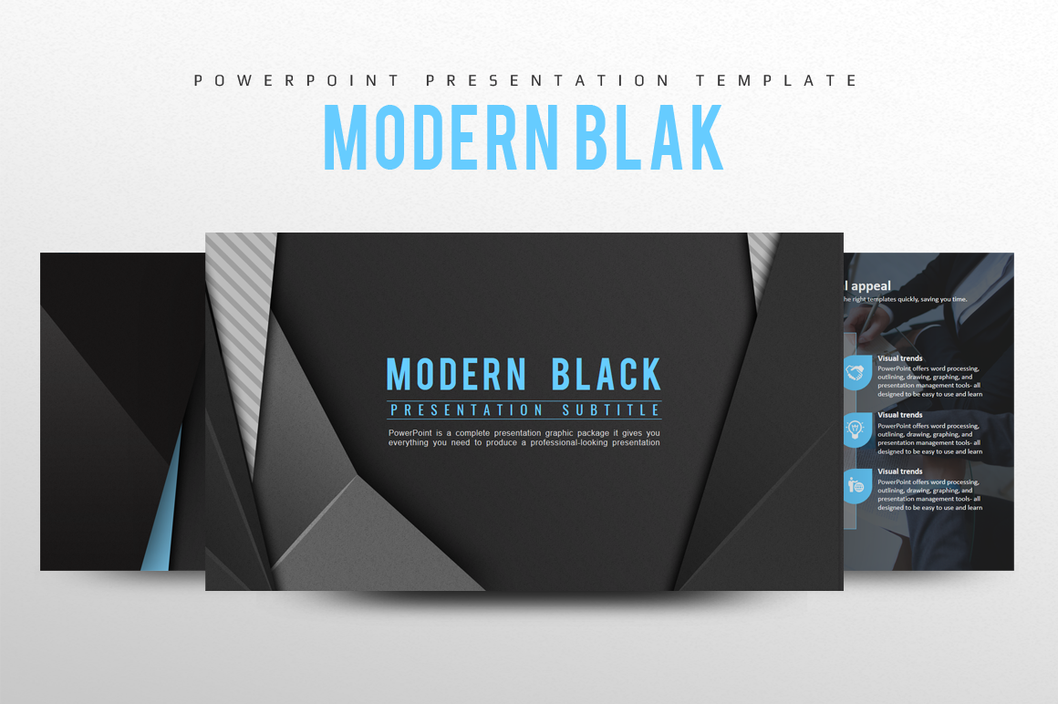 Modern Black PowerPoint Template, a Presentation Template by GoodPello