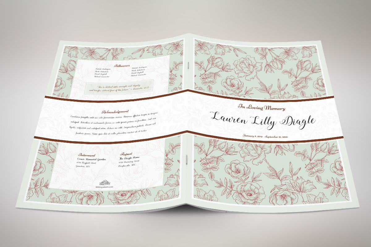 Vintage Rose Funeral Program, a Templates & Theme by Godserv Designs