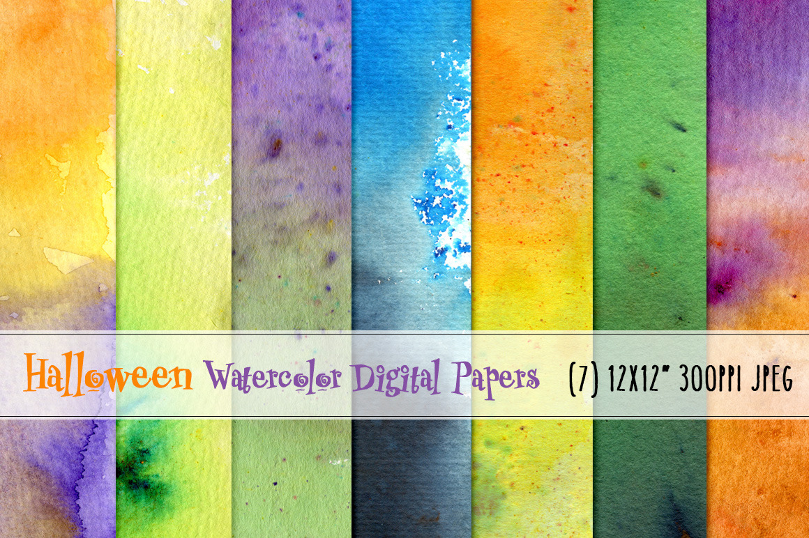Halloween Watercolor Digital Papers, a Pattern Graphic by Studio Kitsch