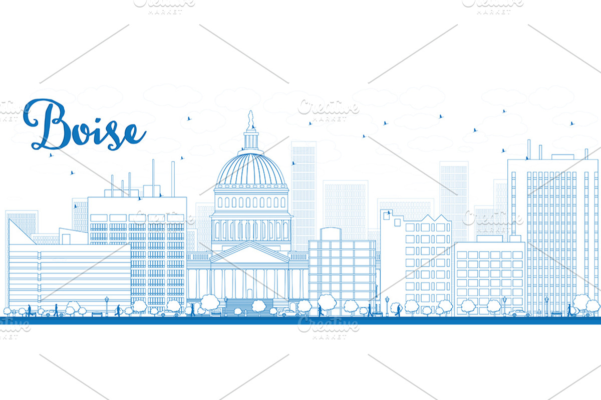Outline Boise Skyline, a Work Illustration by Booblgum