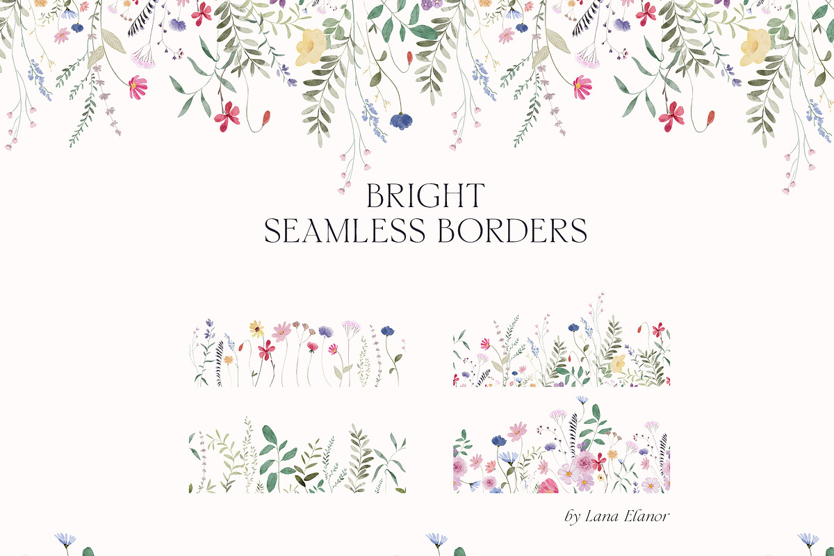Bright Watercolor Wildflowers