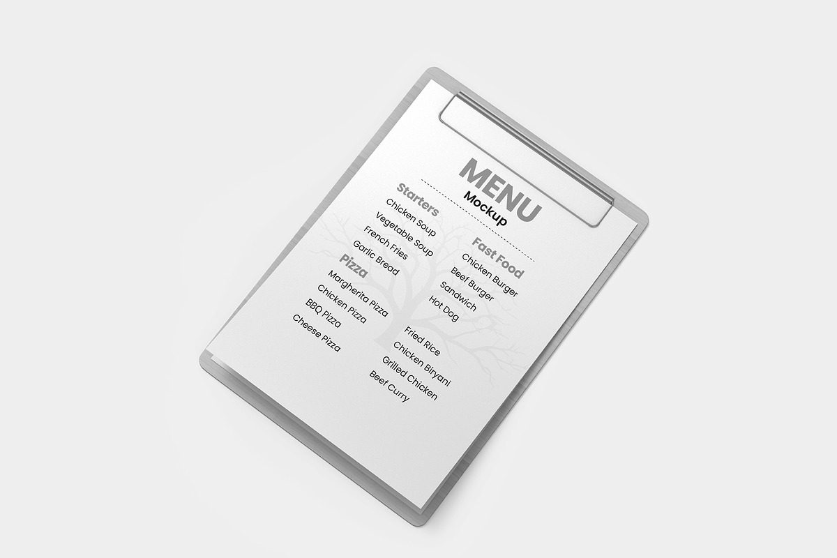 Restaurant Menu Card Mockup PSD