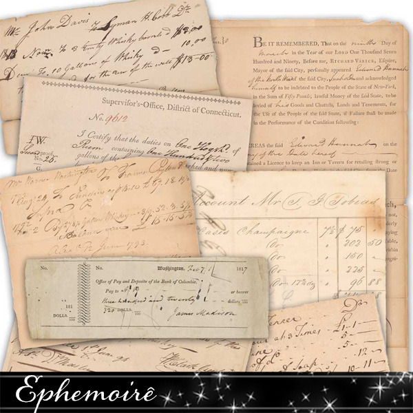 Early American Ephemera Set #2, an Object Graphic by ephemoire