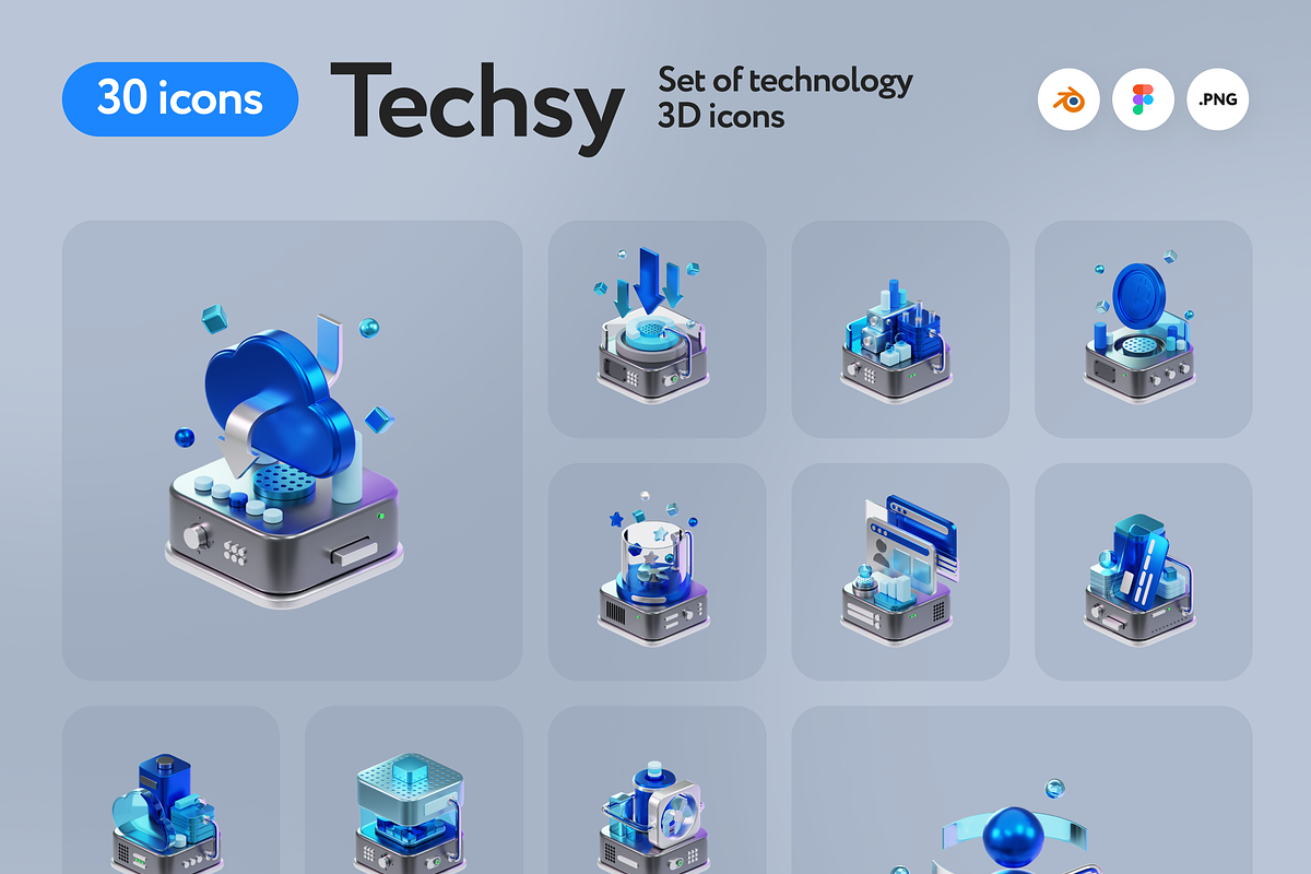 Techsy Technology 3D Icons | Creative Market