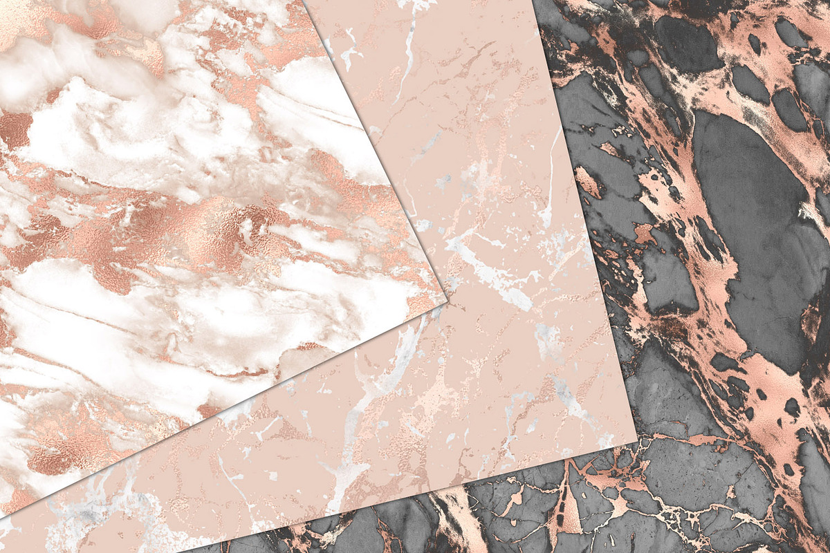 Rose Gold Marble Digital Paper, a Texture Graphic by Digital Curio