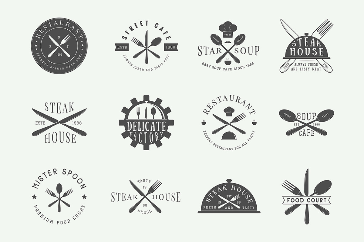Set of vintage restaurant logos, a Branding & Logo Template by AkimD ...
