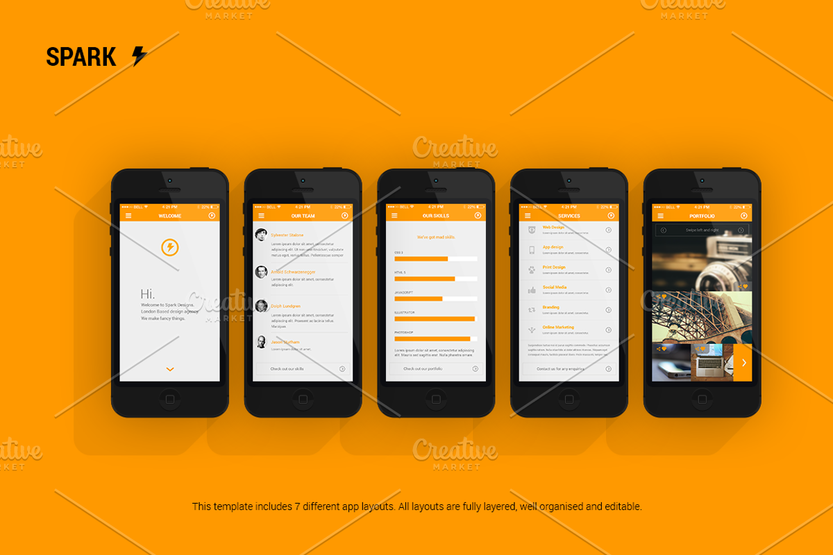 Spark - Website & App Template PSD, an App Template by Rob Designs