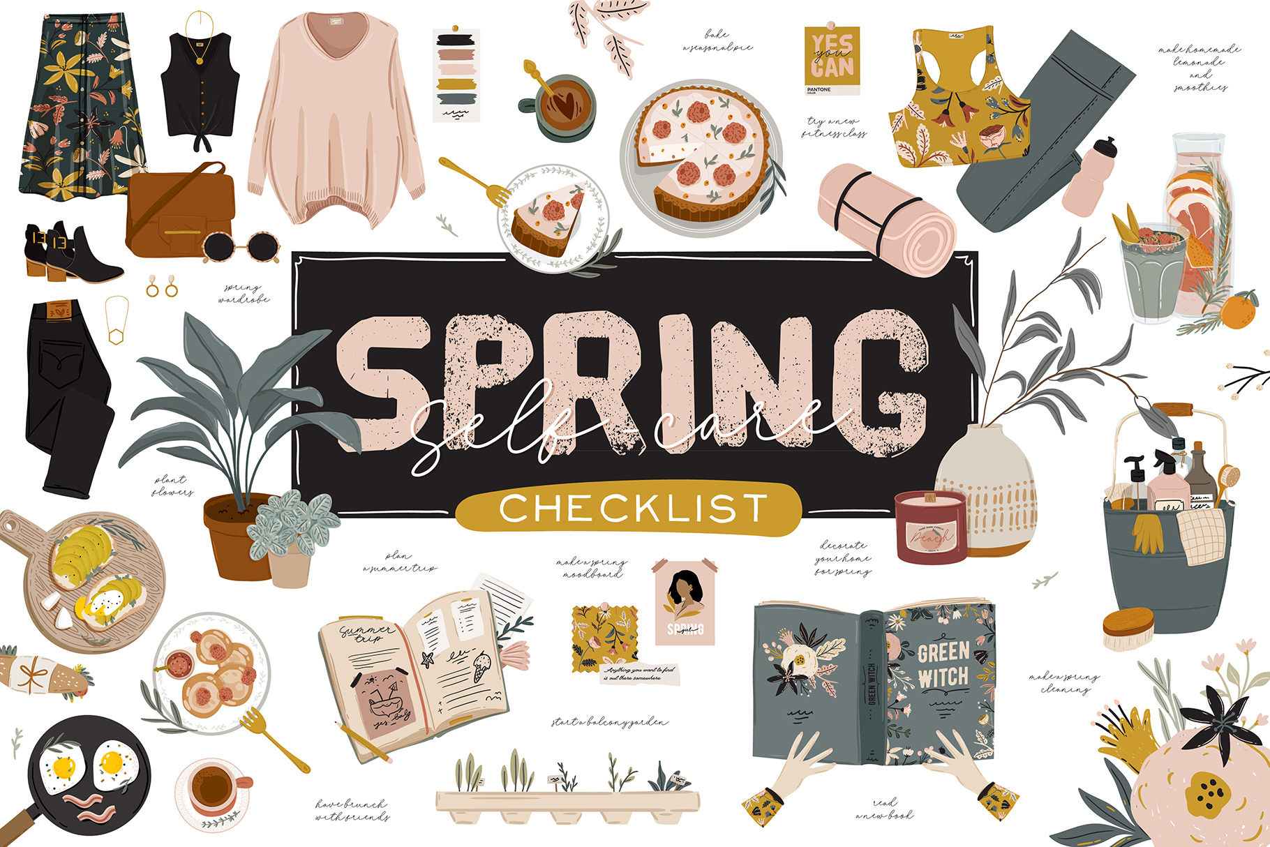 Spring daily self-care routine, an Object Graphic by Ruslana Lubenets