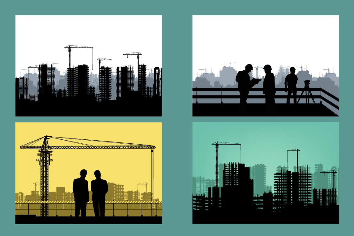 Set of images of building constructi, a Work Illustration by zhelunovych