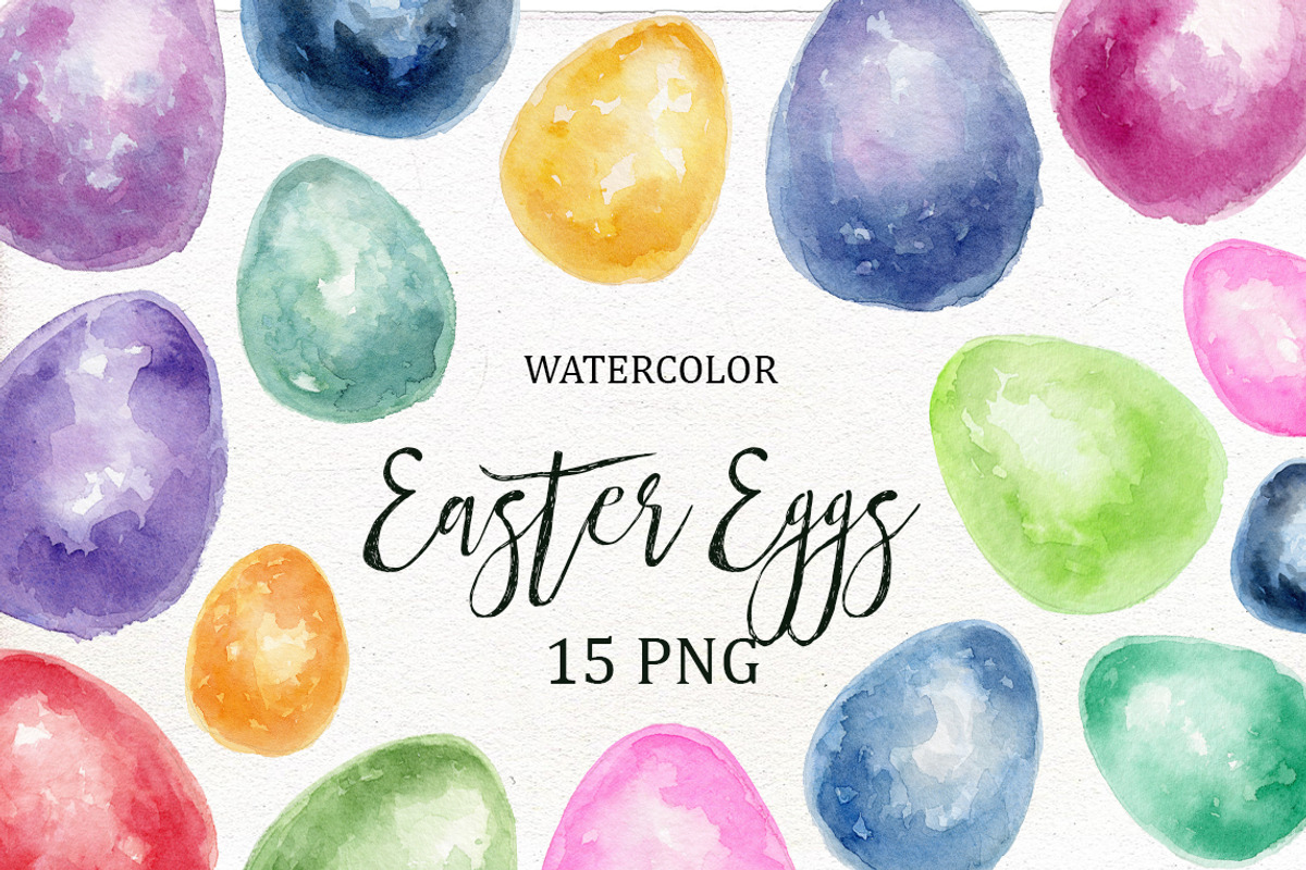 Watercolor Easter Eggs Clipart., an Illustration by Mary