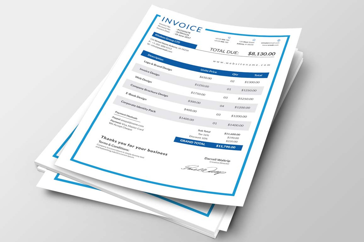 Invoice, a Stationery Template by MRI STUDIO