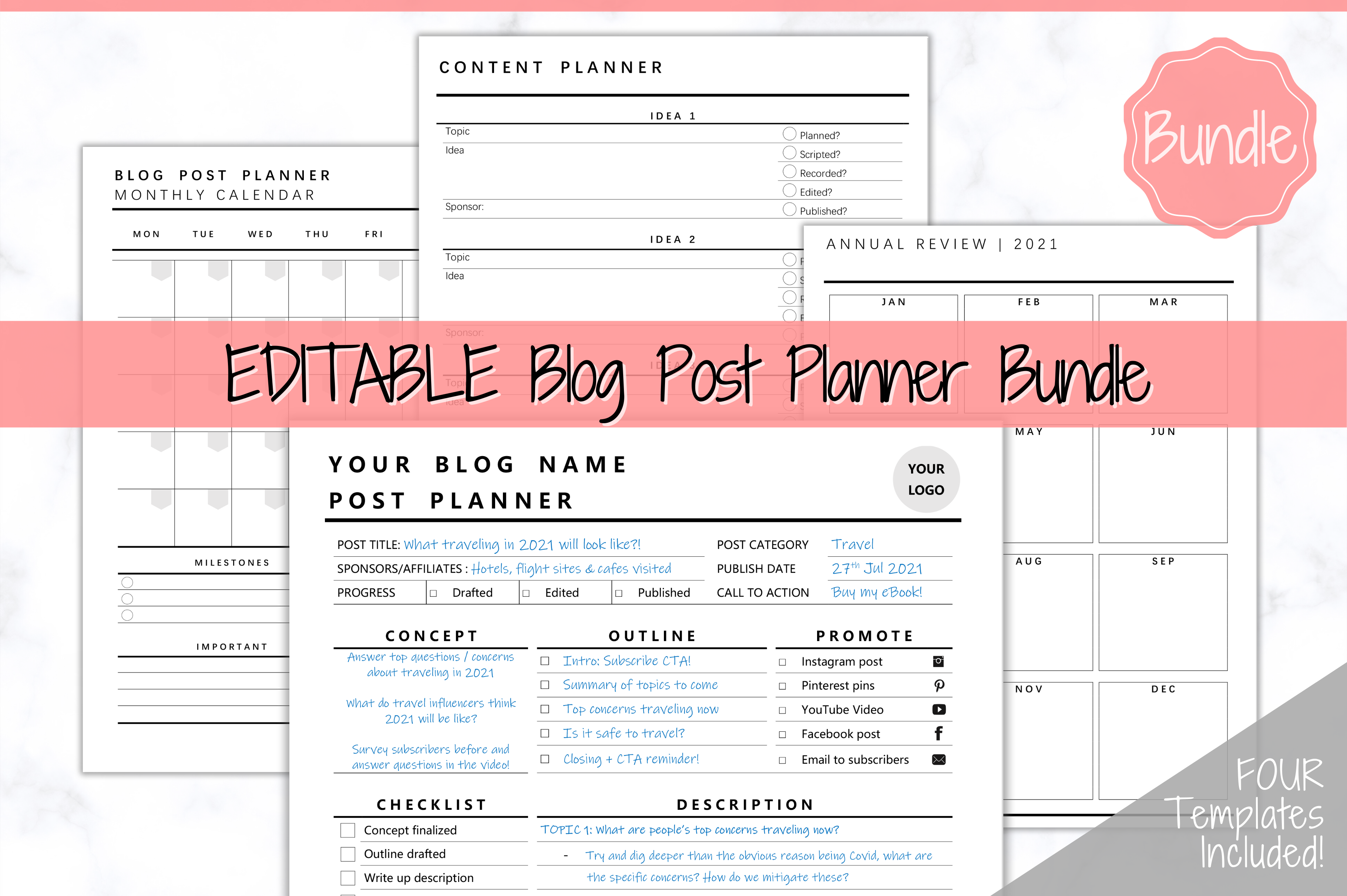 Editable Blog Post Planner Template | Creative Market