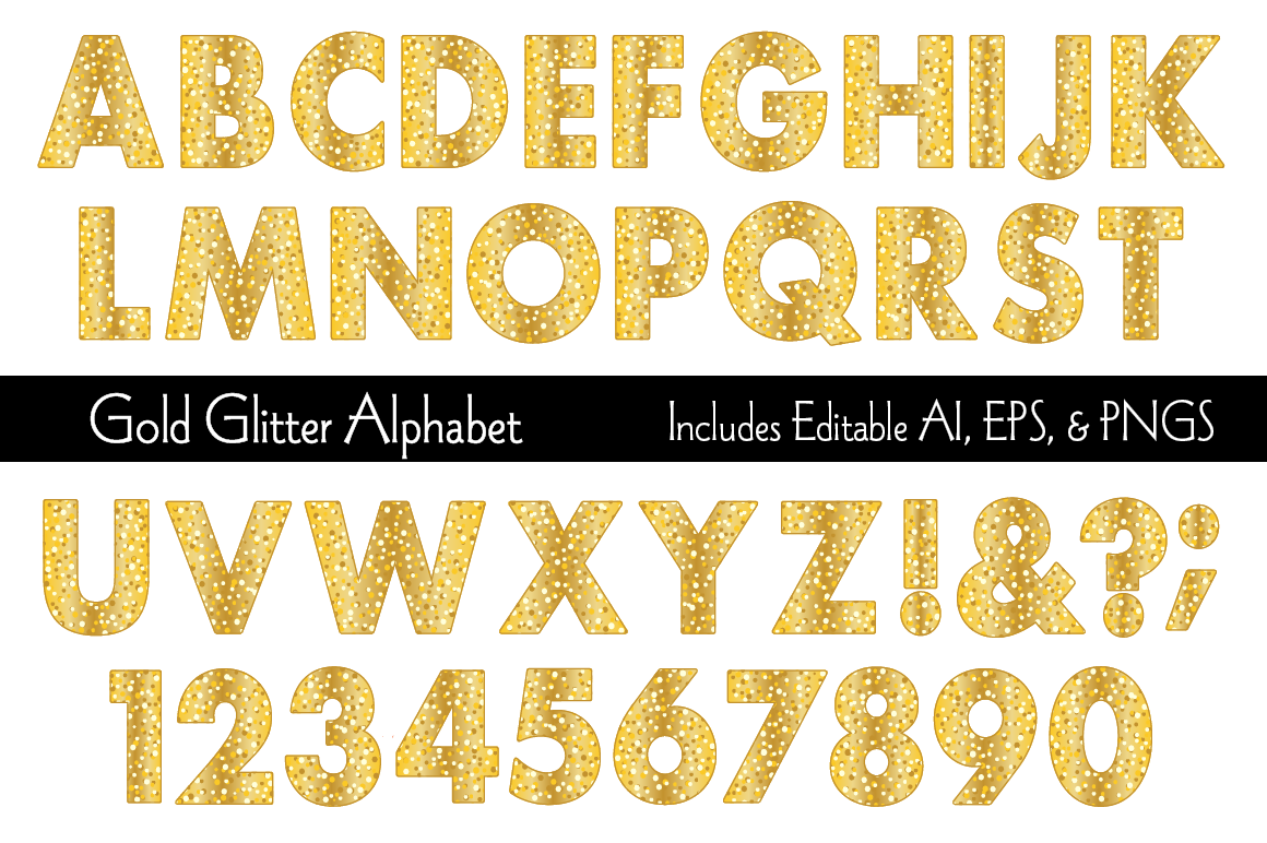 Gold Glitter Digital Alphabet, a Decorative Illustration by Melissa ...