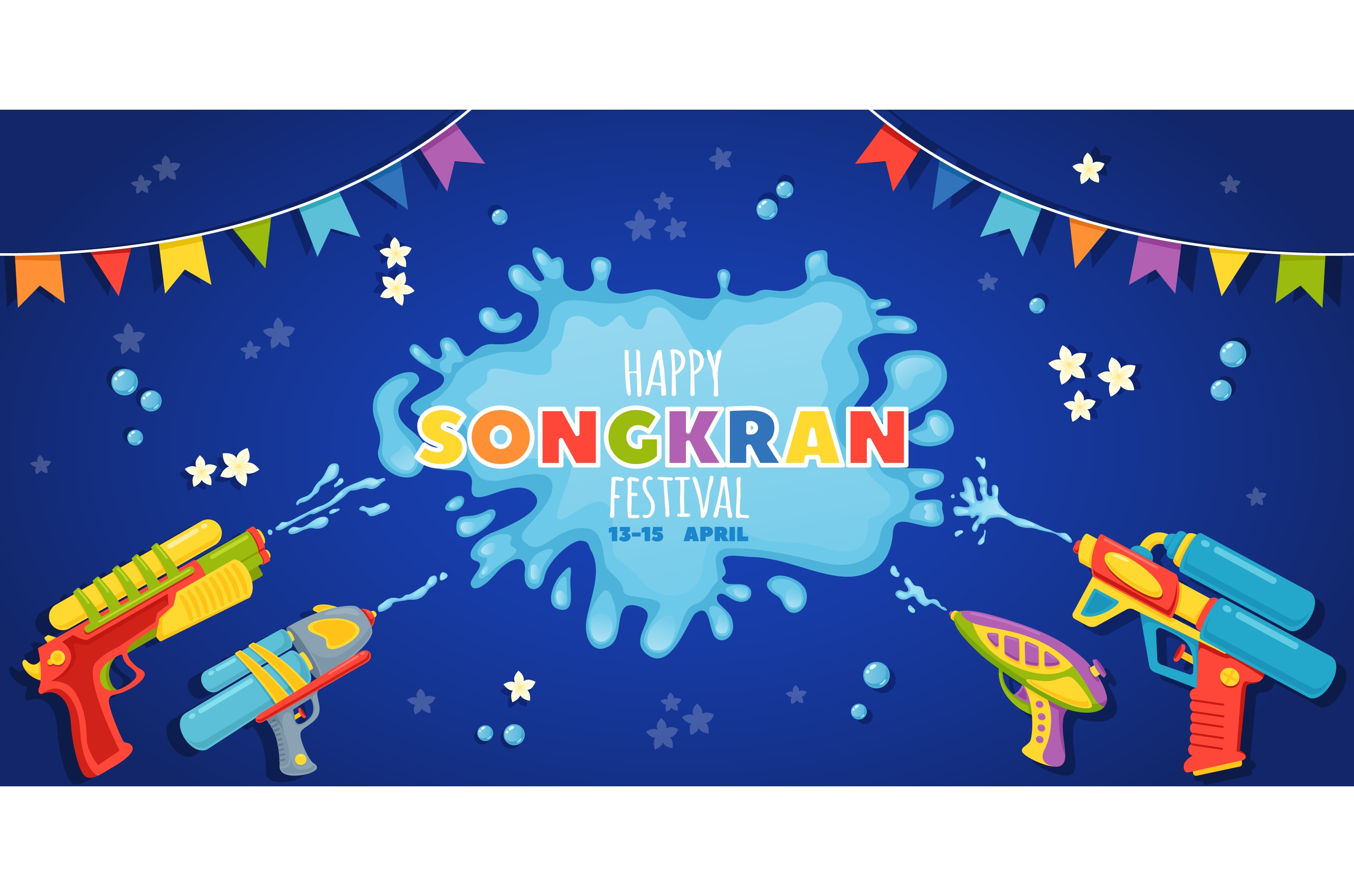 Happy Songkran holiday poster, an Illustration by Vectorbuum | Creative ...