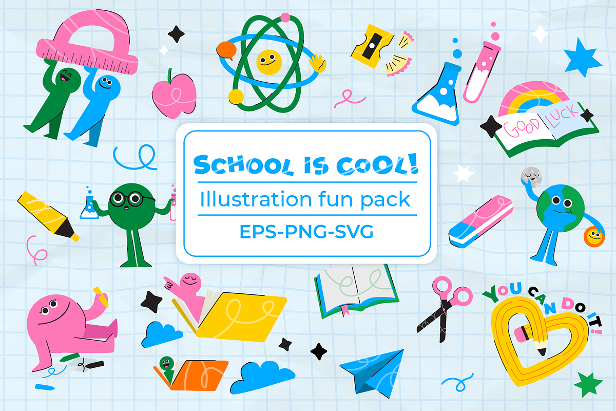 School is cool-illustration fun pack