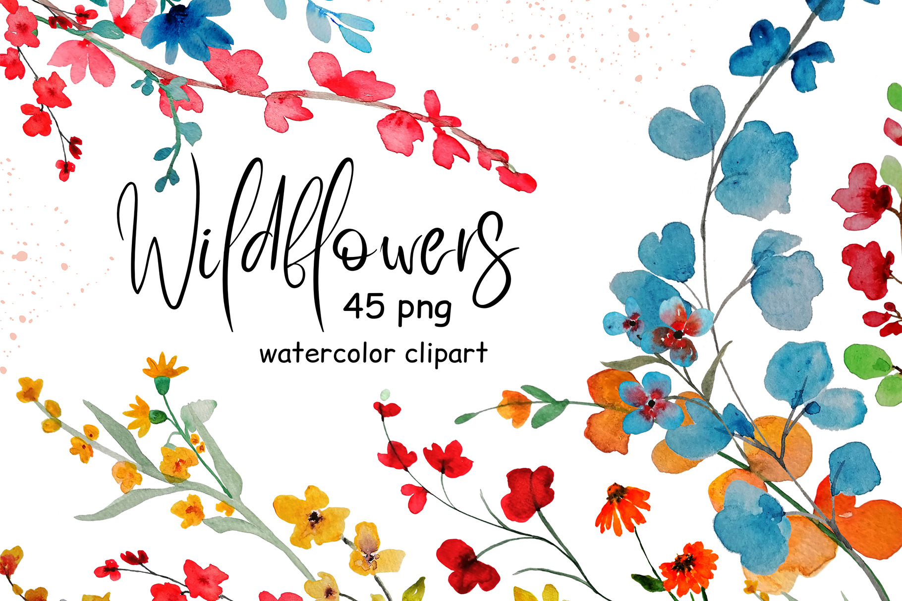 Wild flowers 45 PNG watercolor, an Illustration by DessyStudioArt