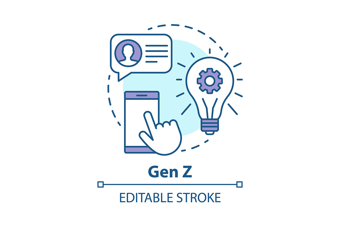 Gen Z concept icon, an Outline Icon by bsd studio