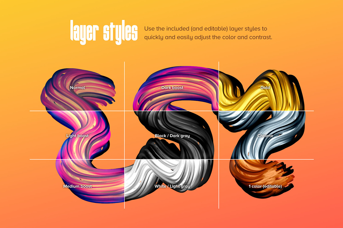 Gradial—Multicolor Photoshop Brushes, a Brush Add-On by Chroma Supply ...