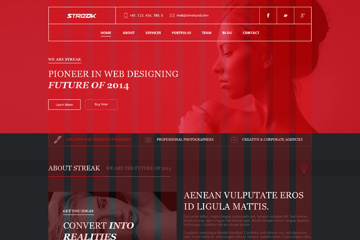 STREAK Single page PSD, a Templates & Theme by hsoft