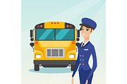 Young caucasian female school bus driver., an Education Illustration by ...