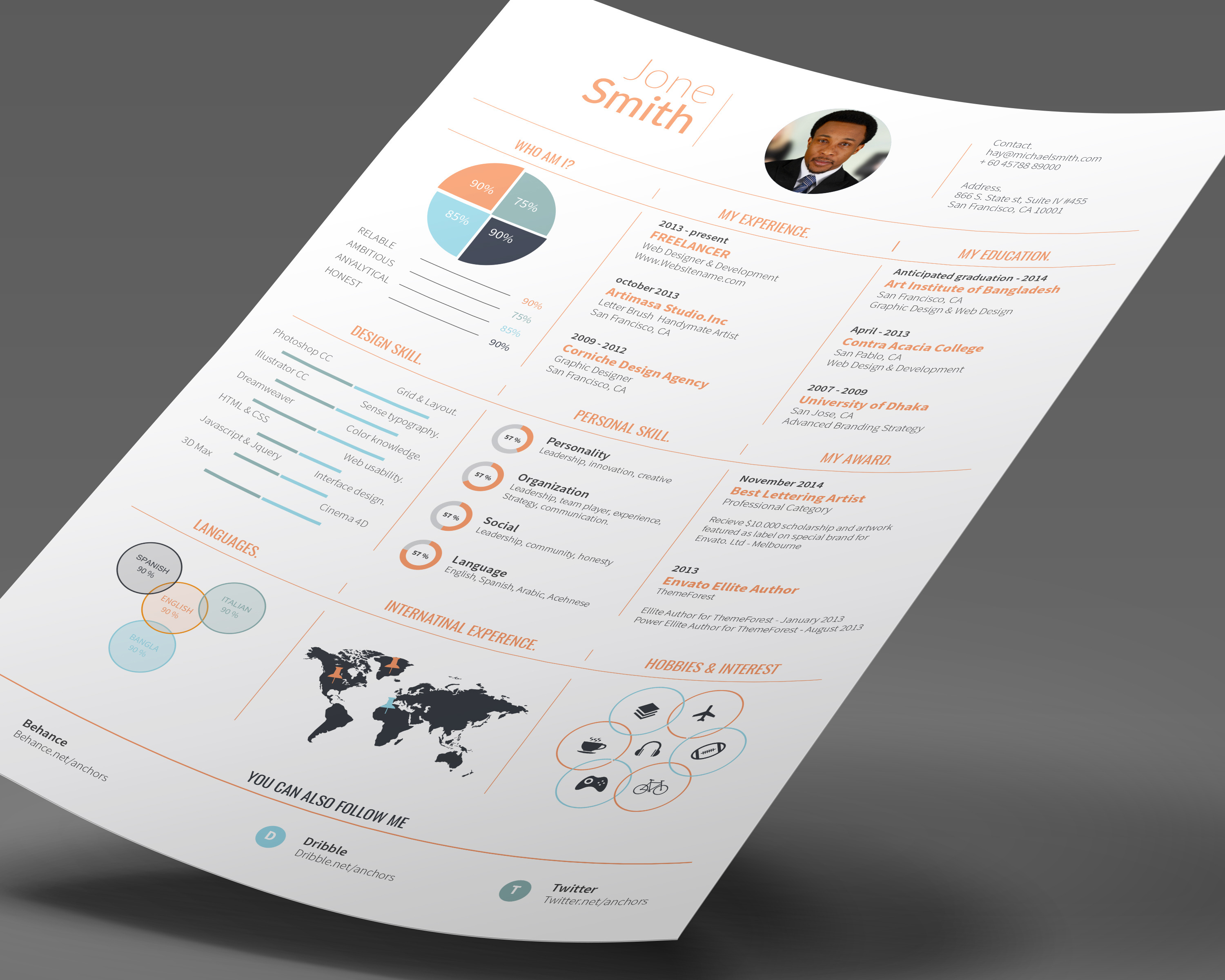 Infographic Resume 02, a Resume Template by DesignGhar | Creative Market