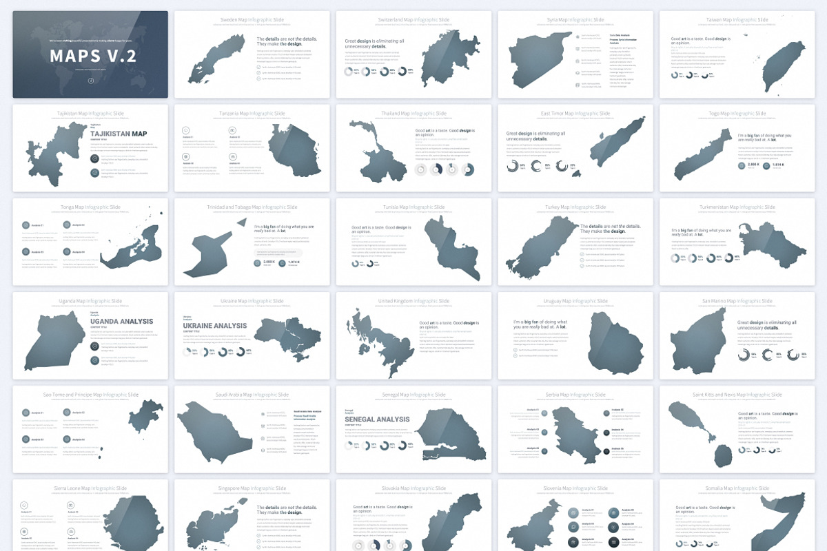 Maps V.2 PowerPoint Infographics, a Presentation Template by Pulsecolor