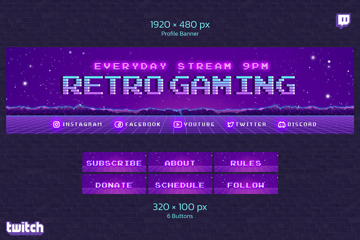 Twitch Retro Gaming, a Social Media Template by Andrew Skoch Design ...