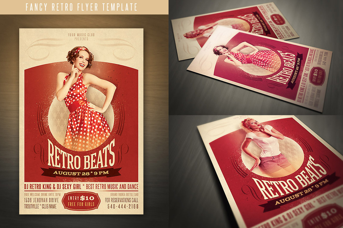 Fancy Retro Flyer, a Flyer Template by JumboDesign | Creative Market