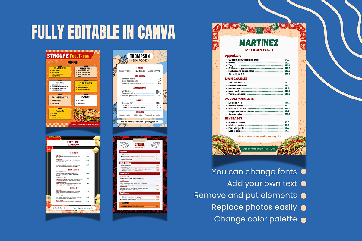 5 Food Menu Templates Canva, a Templates & Theme by TemplateCastleStore
