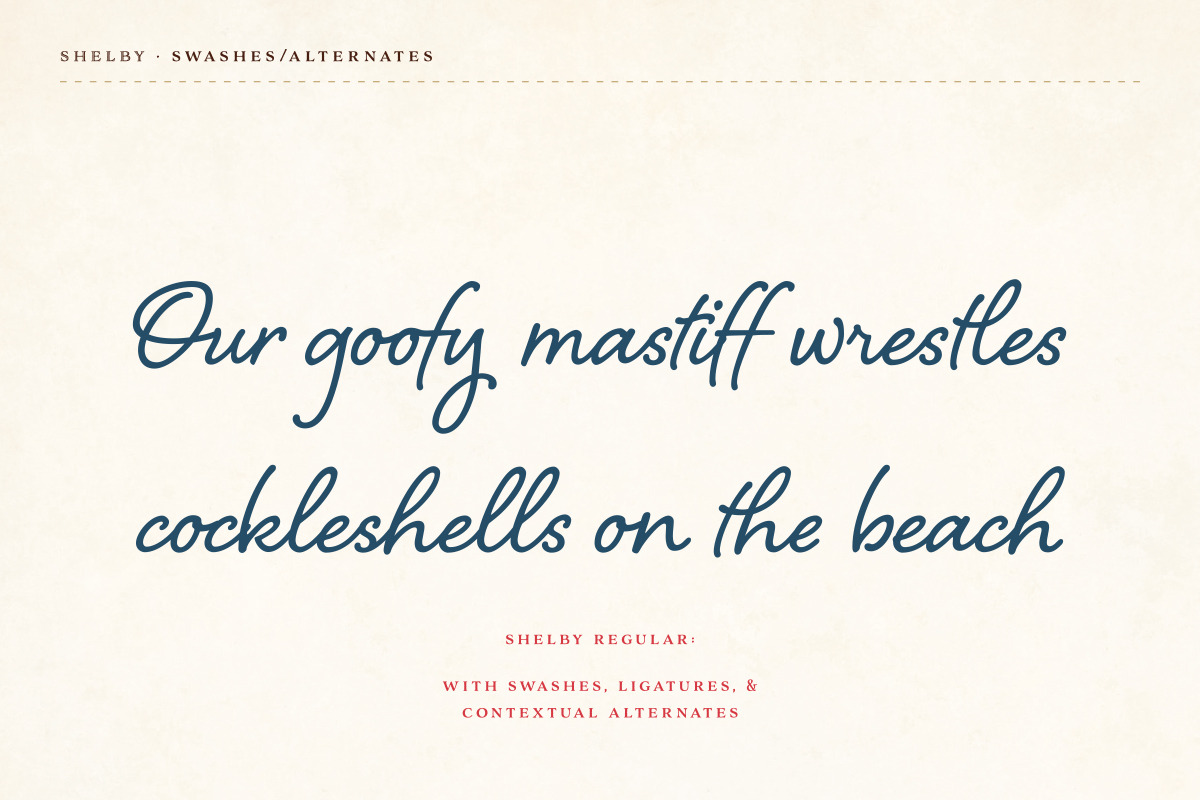 Shelby - Regular, a Script Font by Laura Worthington