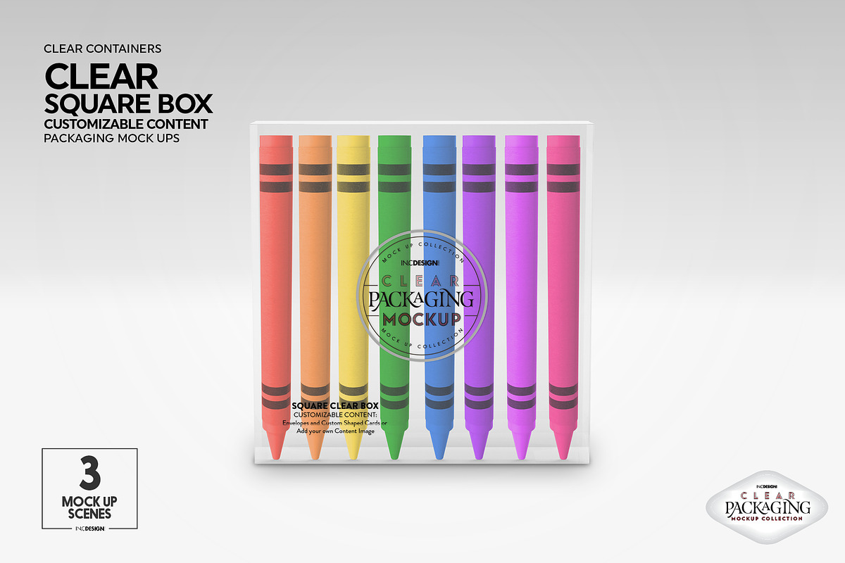 Clear Square Flat Boxes Mockup, a Packaging Mockup by INCDesign