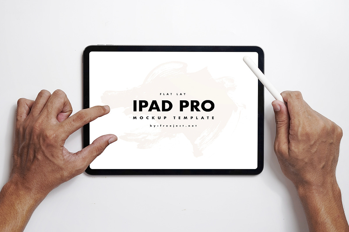 Flat Lay iPad Pro Mockup, a Books & Magazine Mockup by freeject.net
