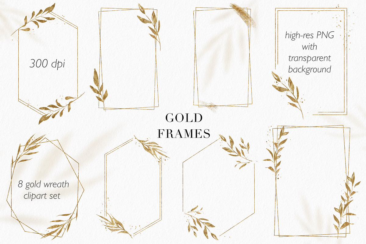 Gold Frames Clipart Floral PNG, an Illustration by LuiDesignStudio