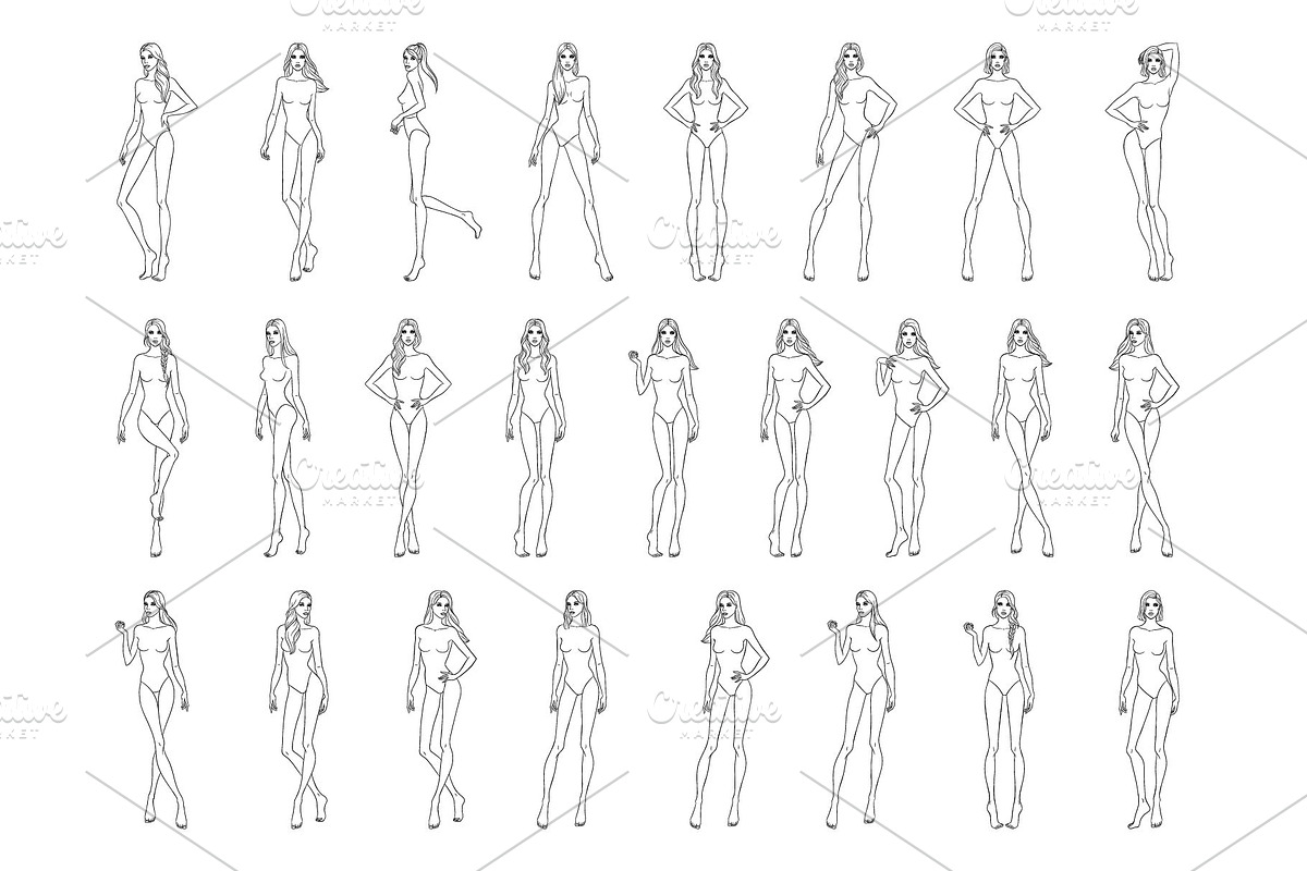 Female Fashion Figure Templates, a Person Illustration by Shorena Design