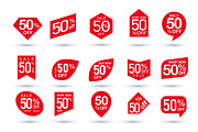 50 percent off sticker label sale, an Object Graphic by studioworkstock