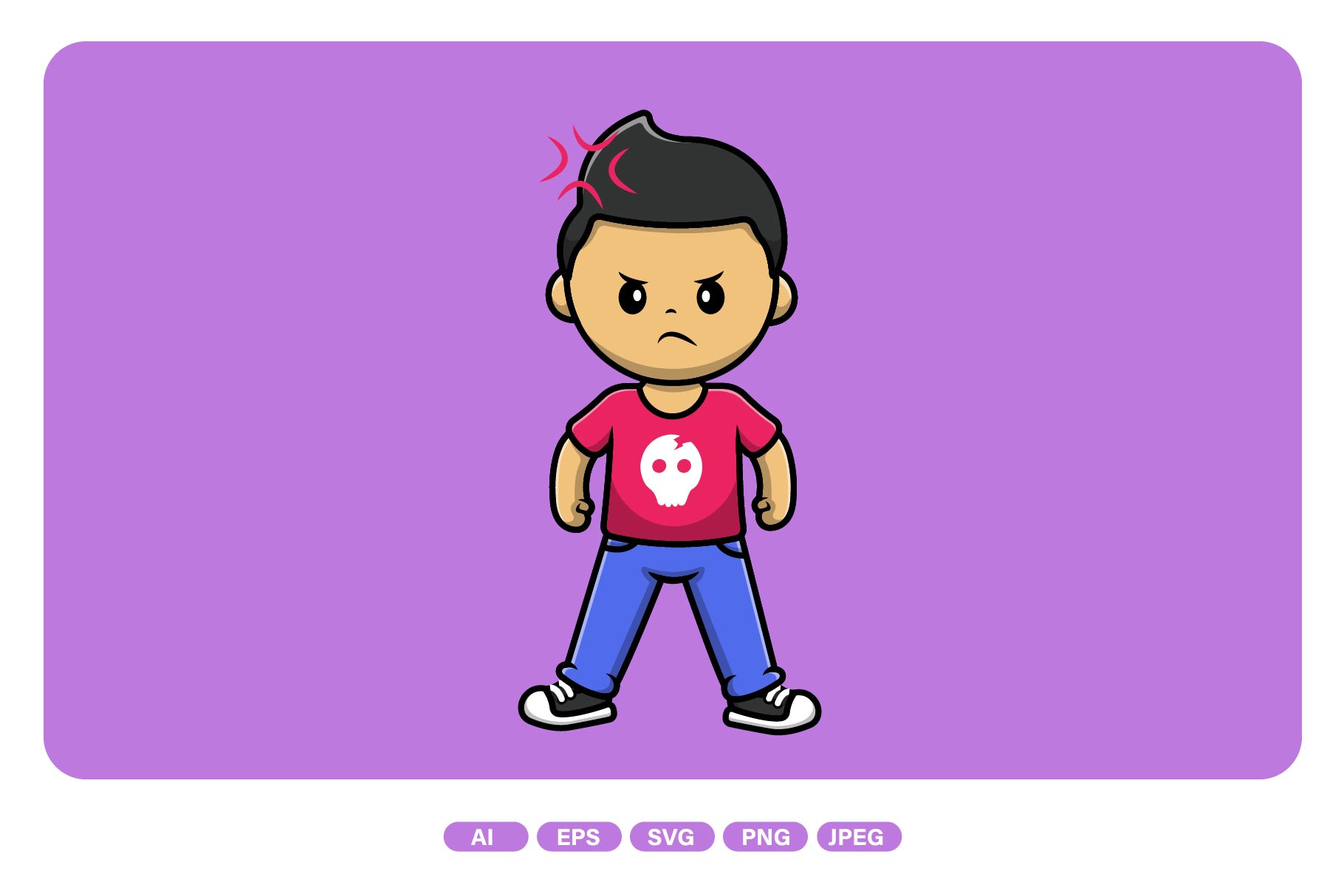 Cute Angry Boy, a Person Illustration by mokshalabs