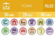 50 Town Filled Low Poly Icons | Icons ~ Creative Market