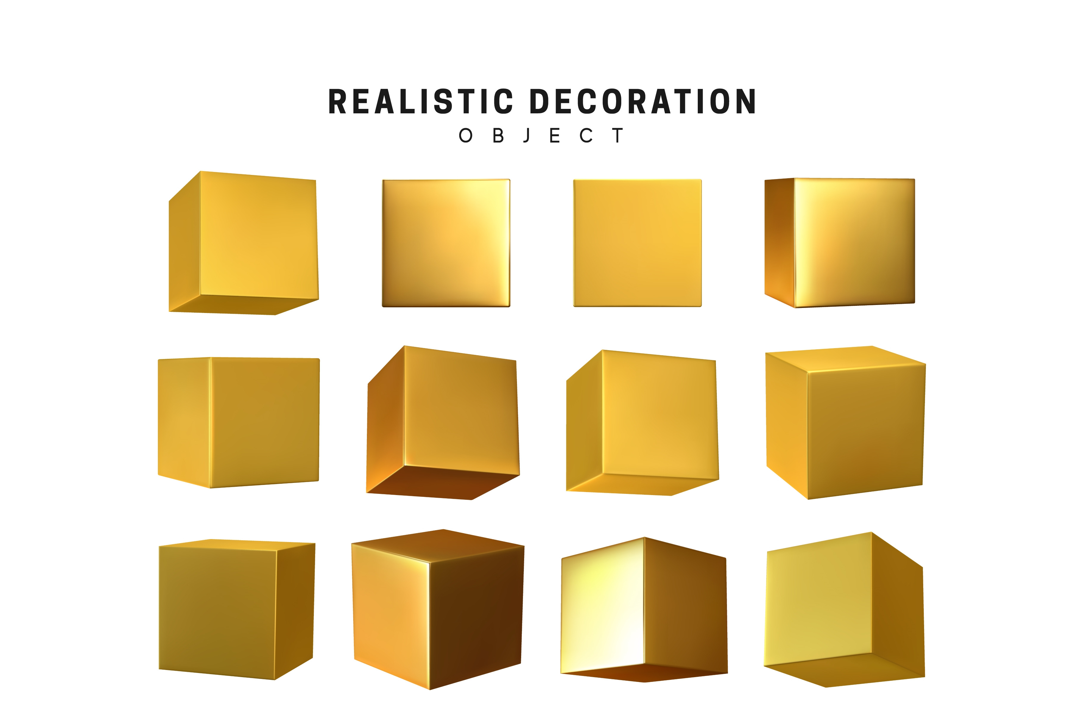 Cube shapes in gold metalic. | Decorative Illustrations ~ Creative Market