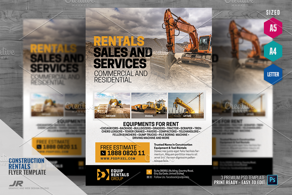 Equipment Sales and Rentals Company, a Flyer Template by PSDPixel