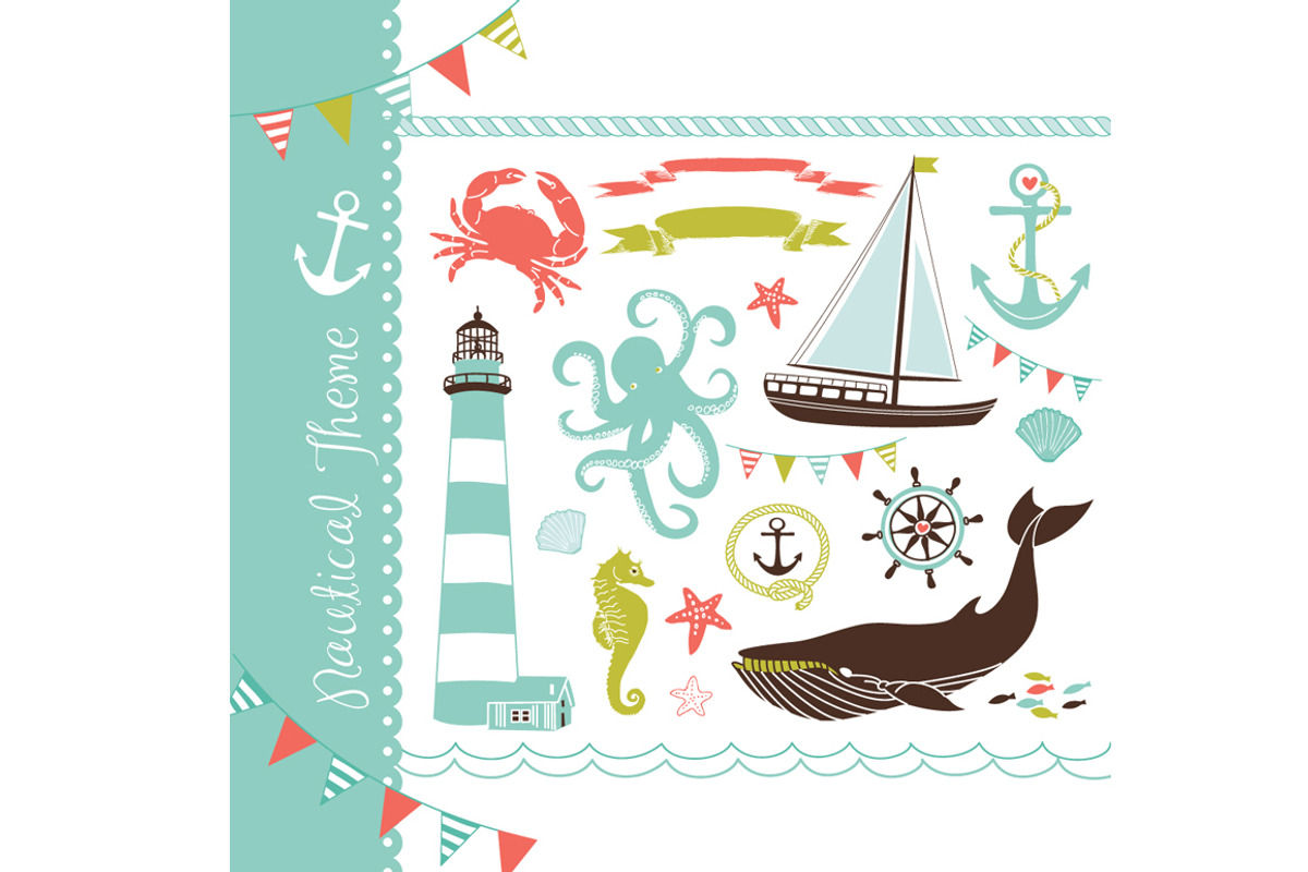 Nautical Sea clip art collection, an Illustration by GraphicMarket