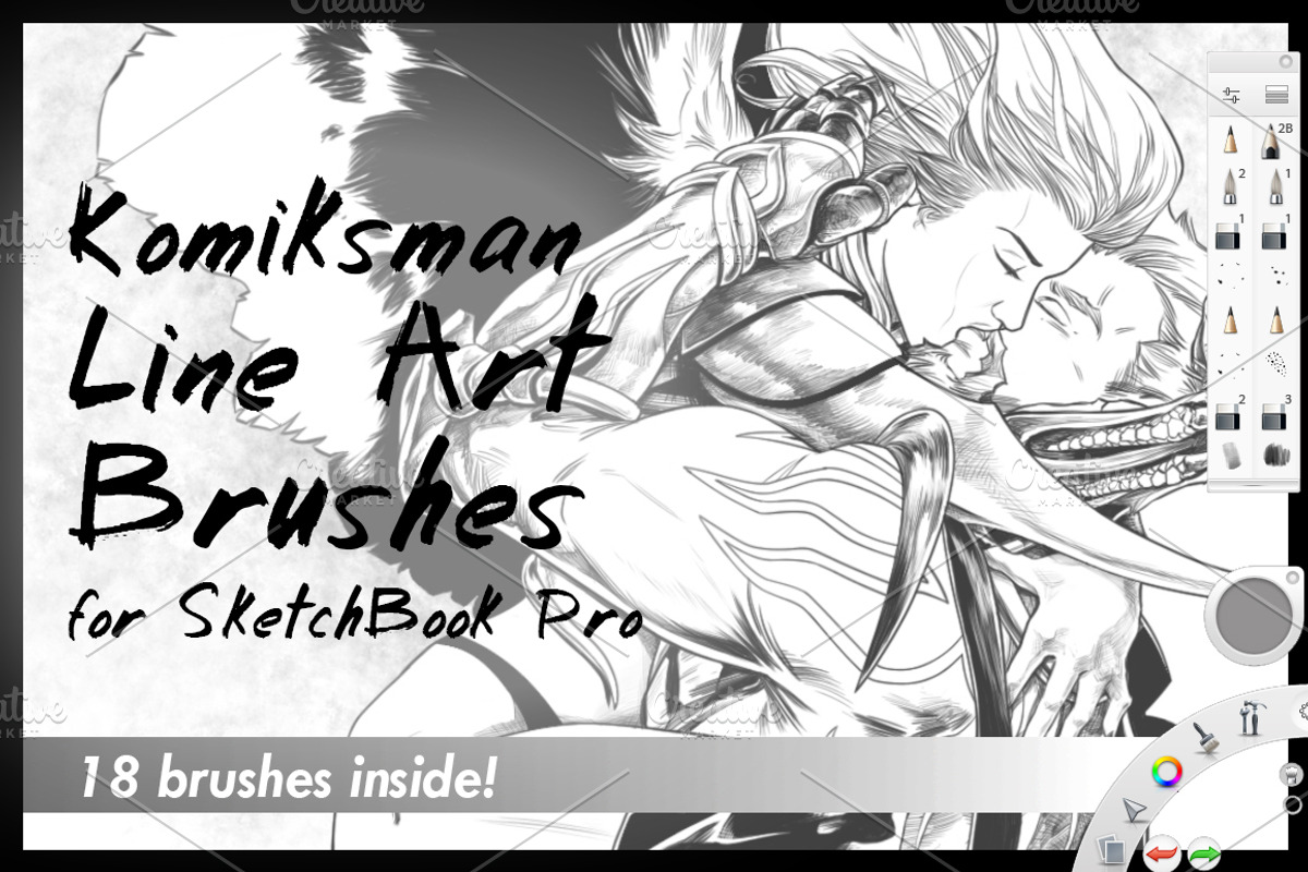 18 Line Art Brushes 4 SketchBook Pro, a Brush Add-On by Komiksman's ...
