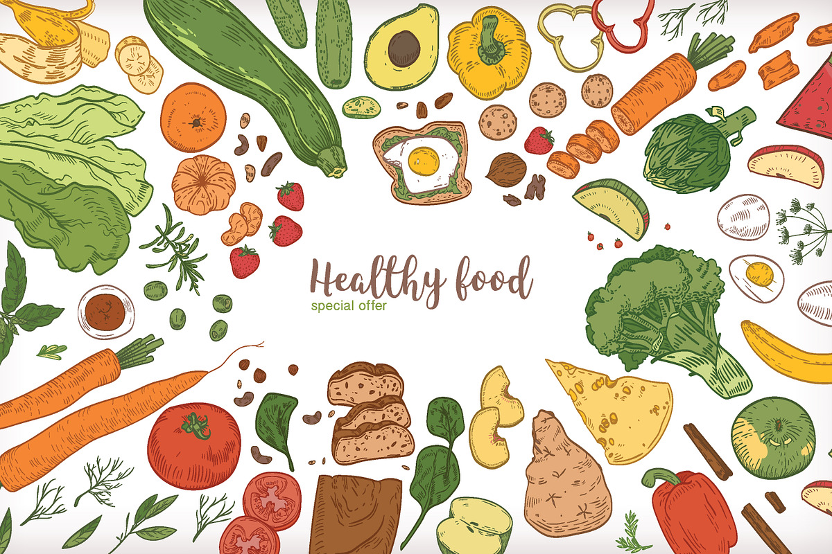 Healthy food bundle, a Decorative Illustration by Good Studio ...