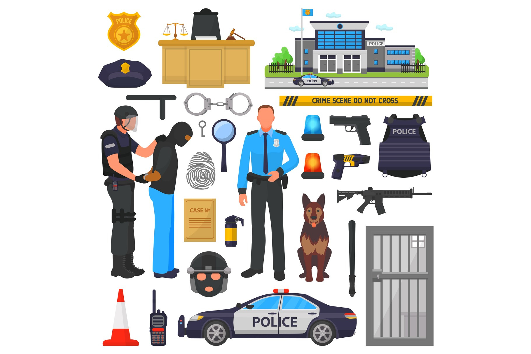 Police vector policeman character and policeofficer in bulletproof vest ...