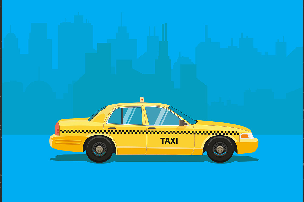 Yellow cab vector illustration., a Transportation Illustration by Crafter