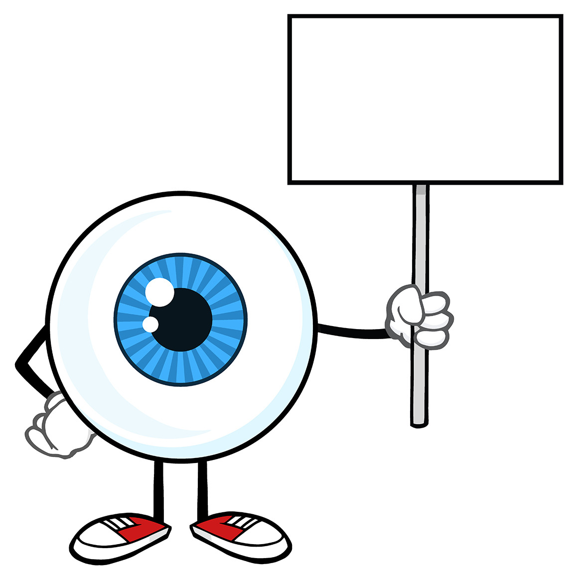 Eyeball Guy Holding Up A Blank Sign | Object Illustrations ~ Creative ...